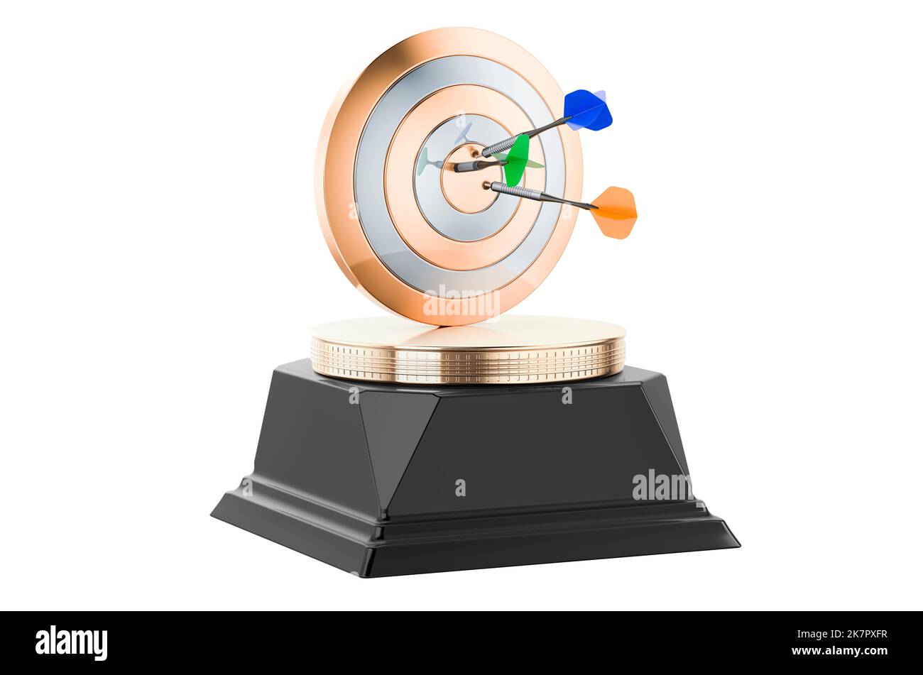 Target with arrows golden award concept. 3D rendering isolated on white ...