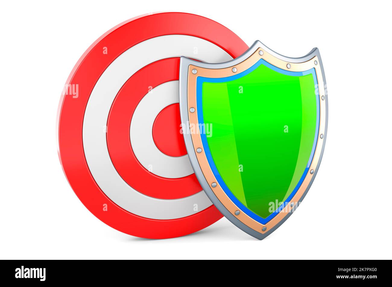 Target with shield, 3D rendering isolated on white background Stock ...