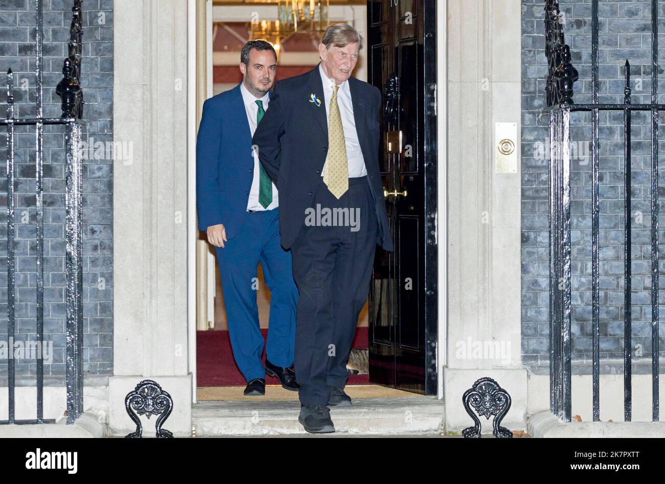 Sir William Cash MP (right) leaves 10 Downing Street in London, as ...
