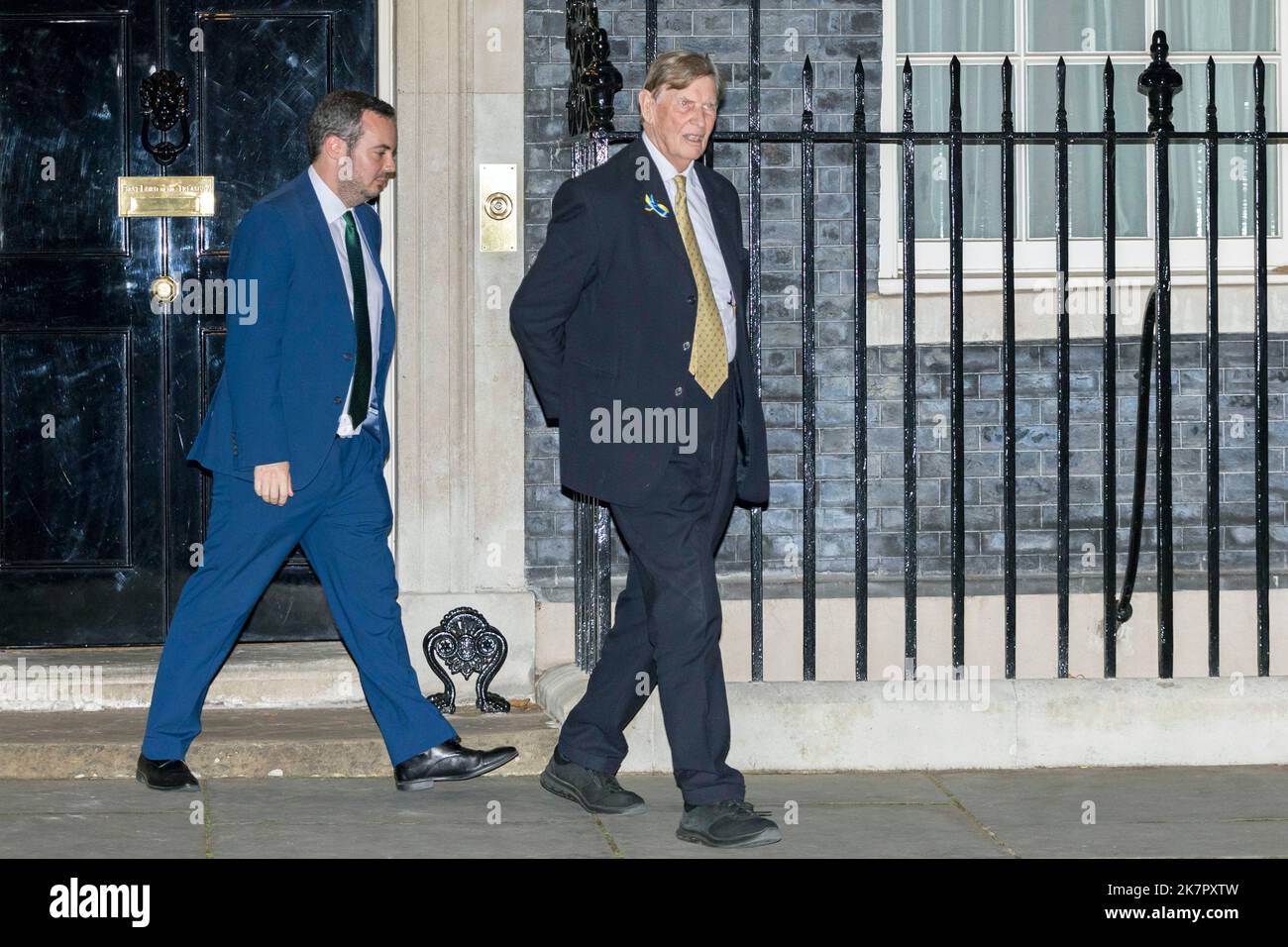 Sir William Cash MP (right) leaves 10 Downing Street in London, as ...