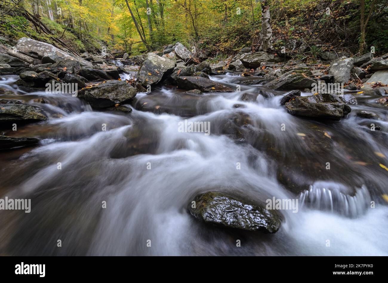 Rushing waters of Big Hunting Creek in Catoctins Mountain Park with the ...