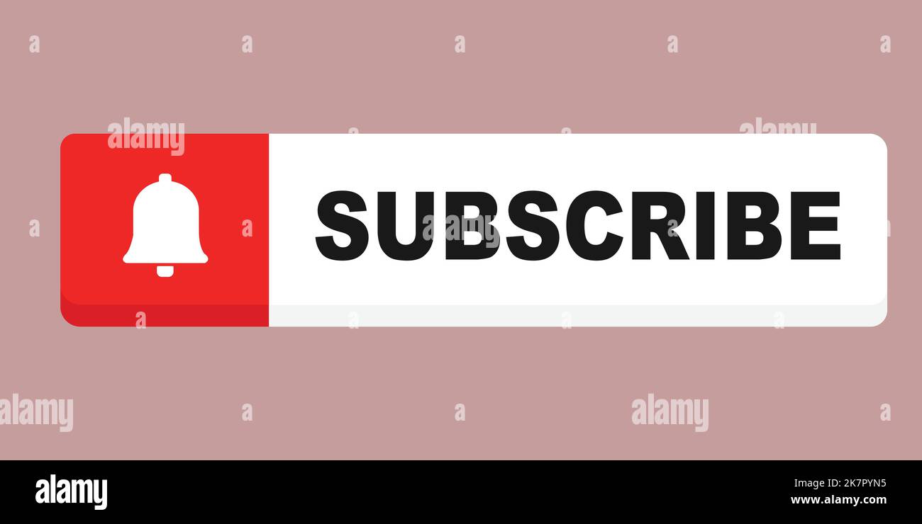 Youtube Subscribe Icon Vector. Bell and Red white mixed color yotube ...