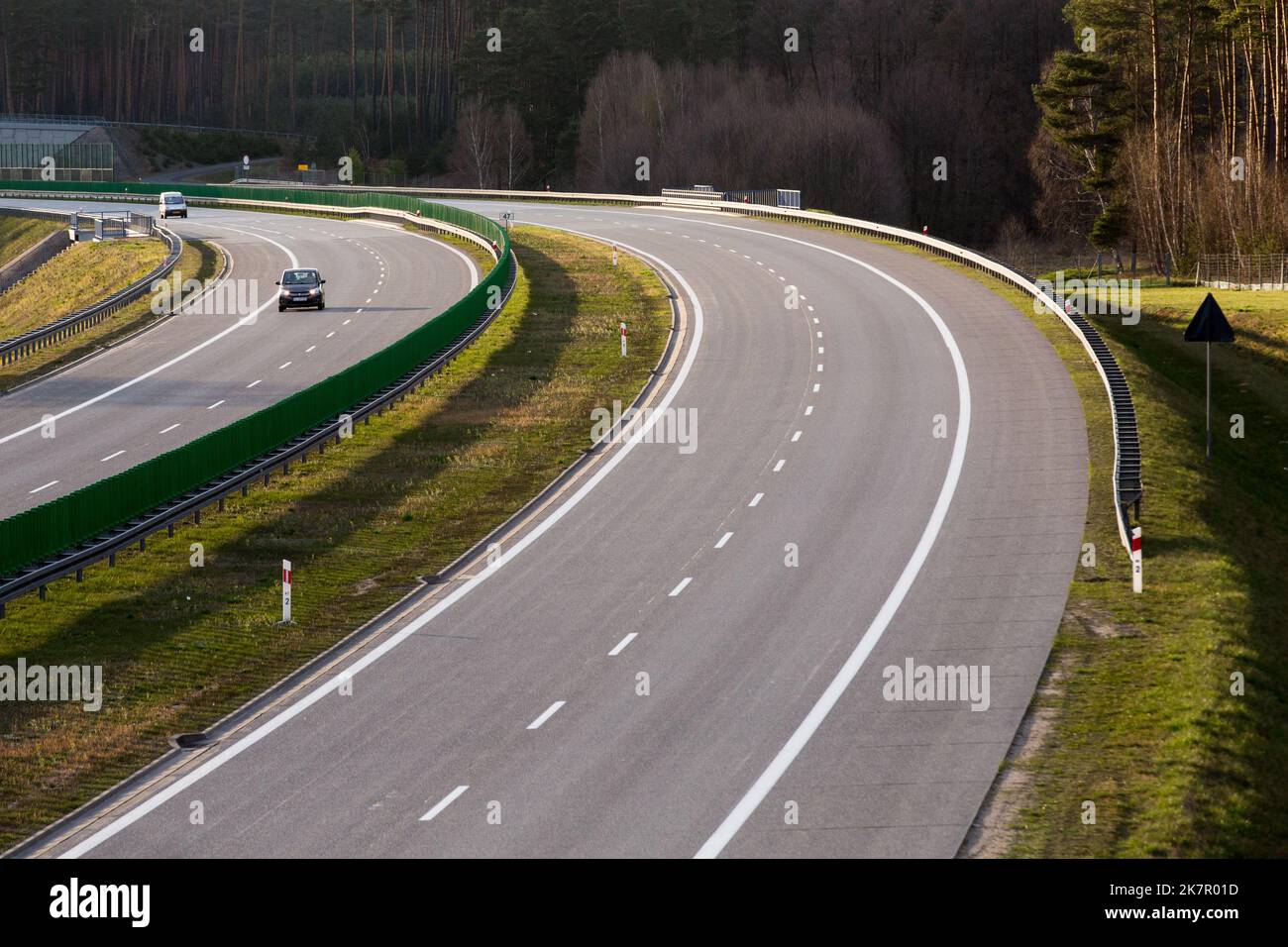Passenger vehicles driving on the A2 motorway, polish partially tolled ...