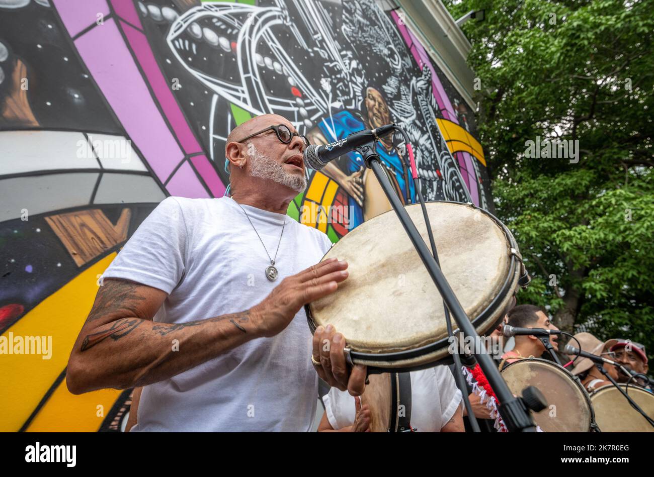 Bomba and Plena musicians performing at Tito Matos Festival Stock Photo ...