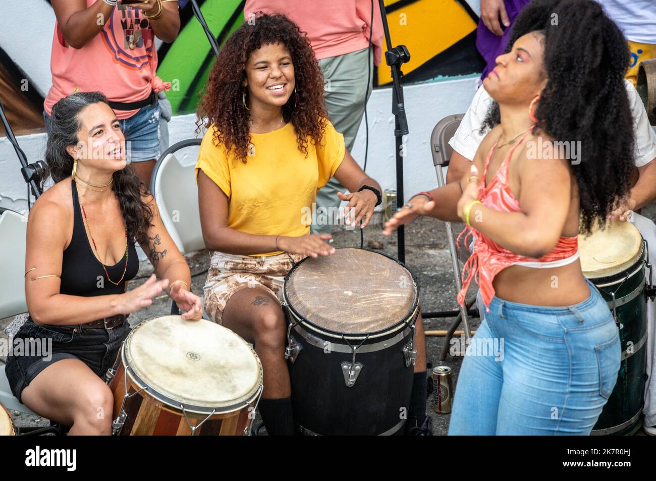 Bomba and Plena musicians performing at Tito Matos Festival Stock Photo ...