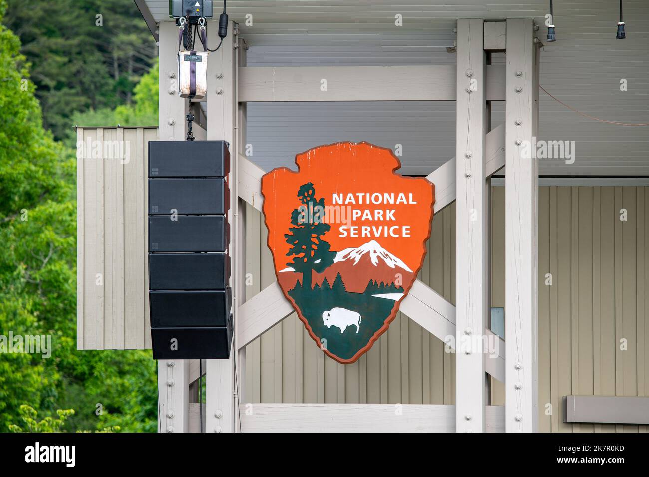 National Park Service signage at Blue Ridge Music Center Stock Photo ...