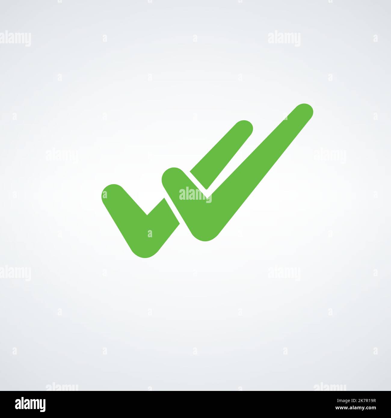 Double Tick sign element. Green checkmark icon. OK button for vote, decision, web. Symbol of ...