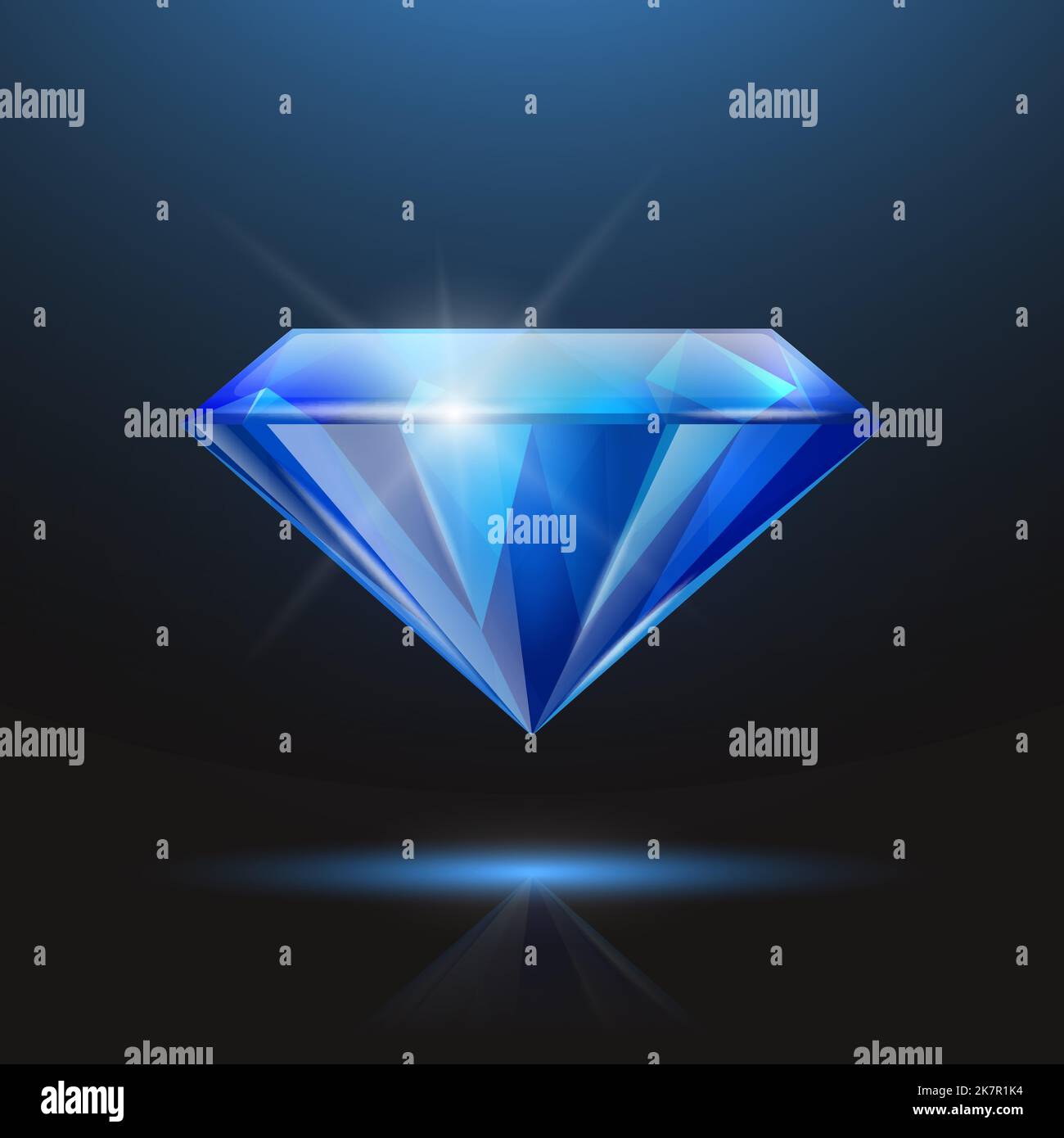 Vector 3d Realistic Blue Transparent Triangle Glowing Gemstone, Diamond ...