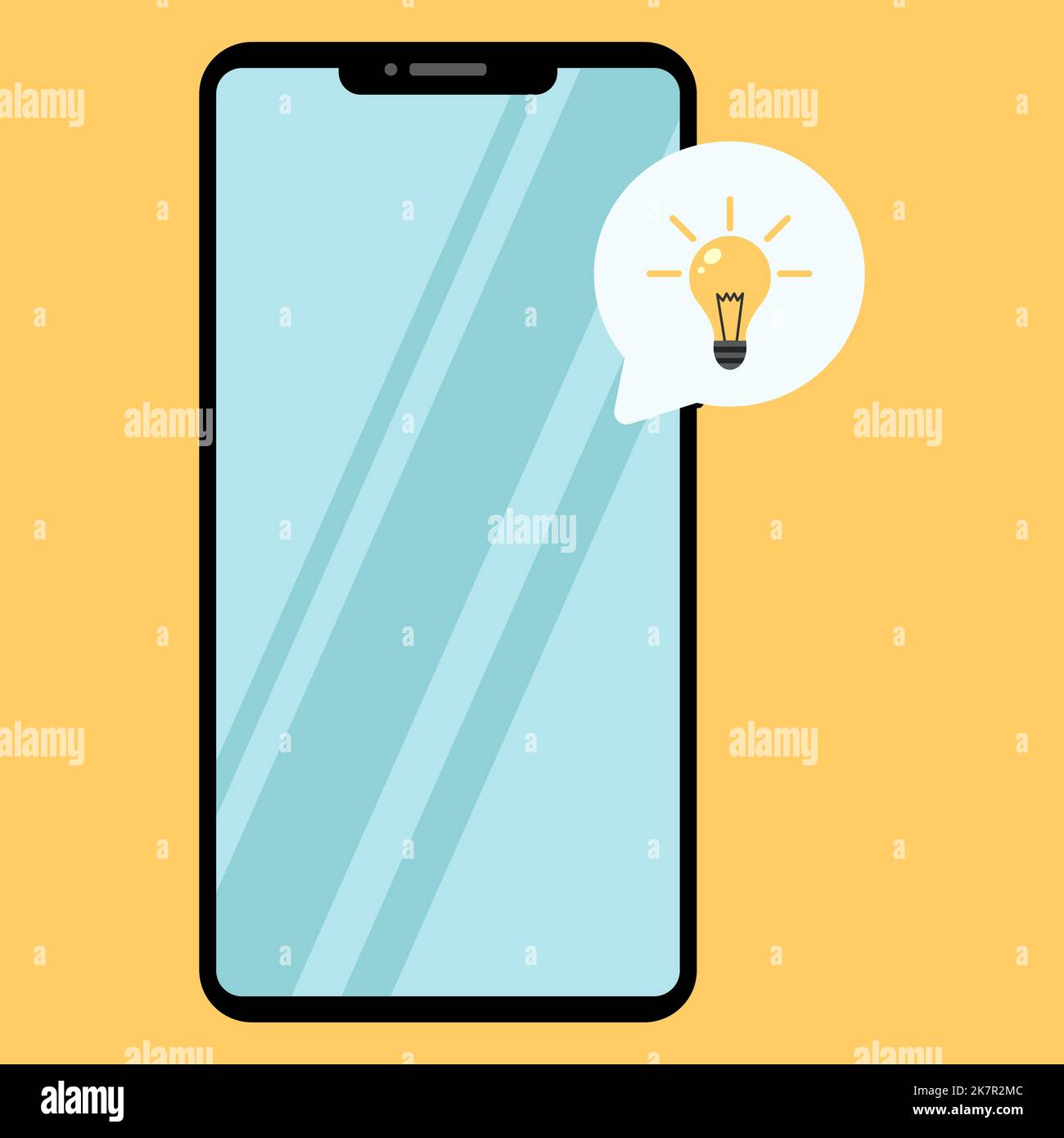 Simple flat illustration of smartphone. Important notice. Image of a ...