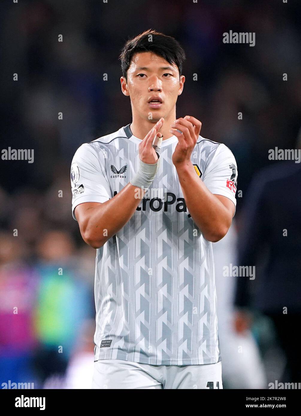 Wolverhampton Wanderers' Hwang Hee-chan applauds the fans at the end of ...