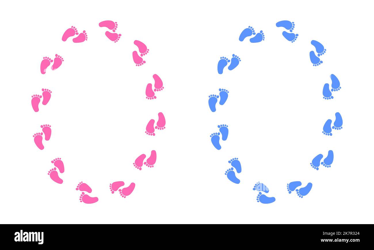 Oval frames with boy and girl footprints. Template for baby shower ...