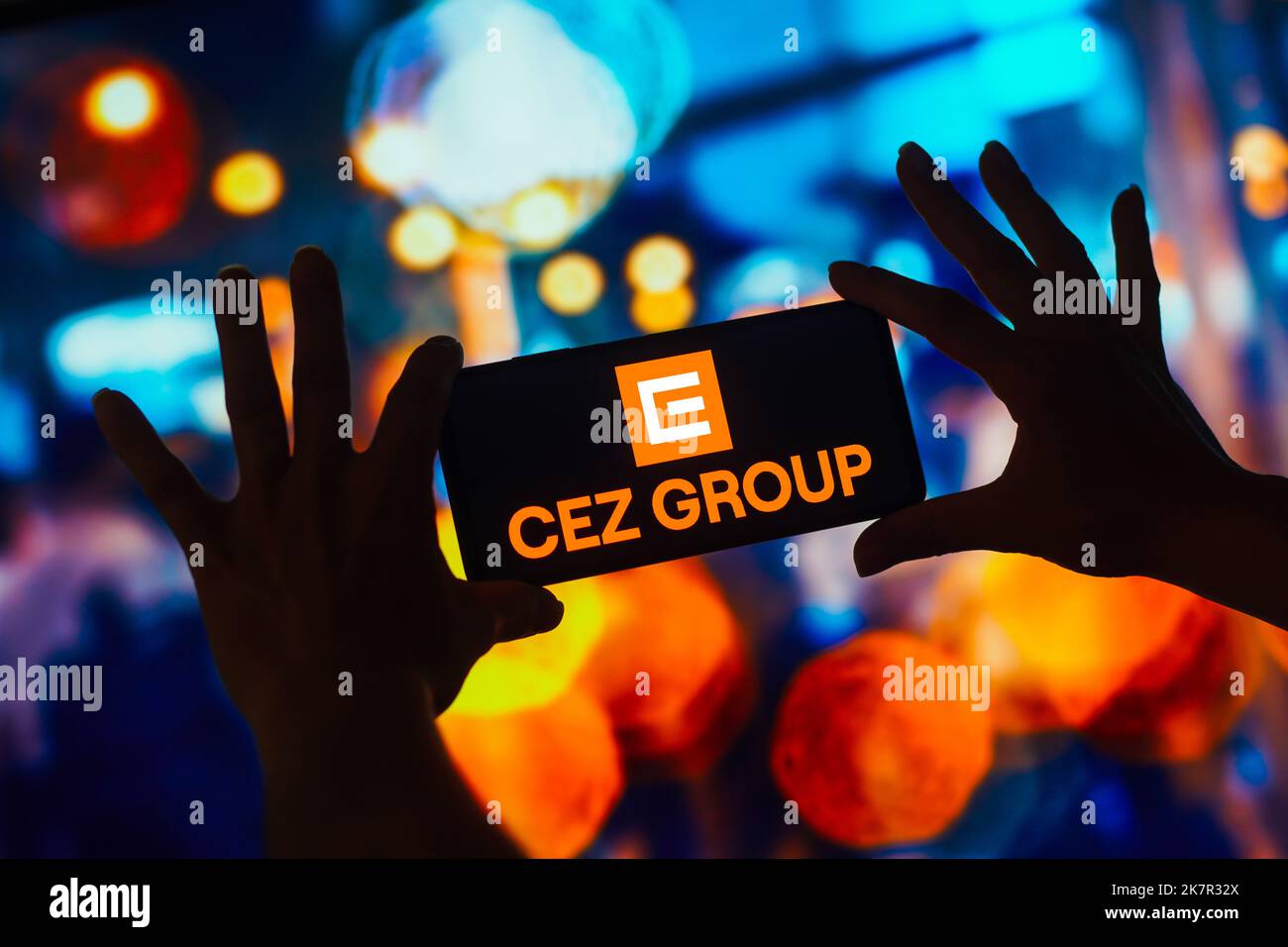In this photo illustration, the CEZ Group logo is displayed on a ...