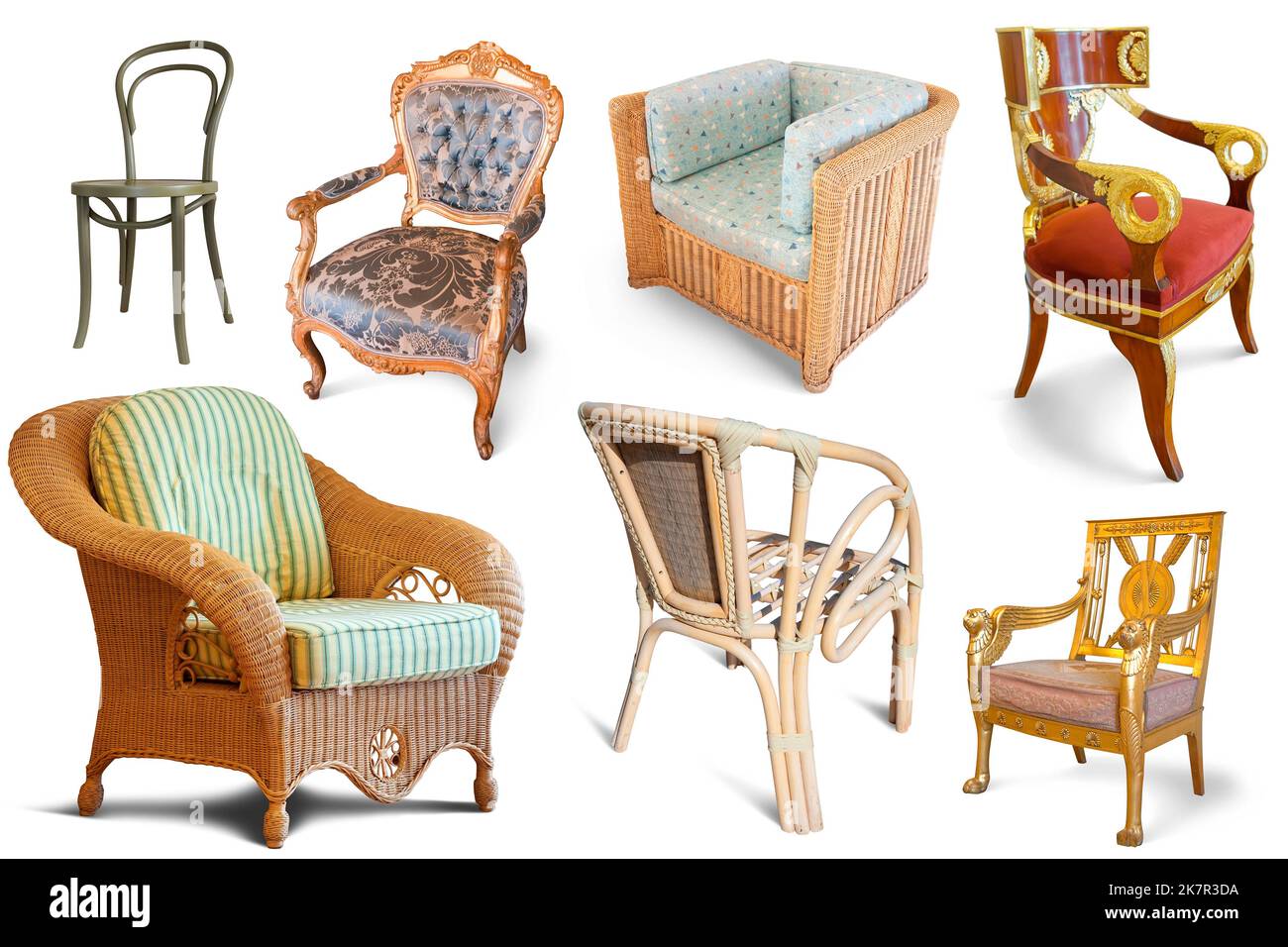 Set of chairs isolated on white background Stock Photo - Alamy