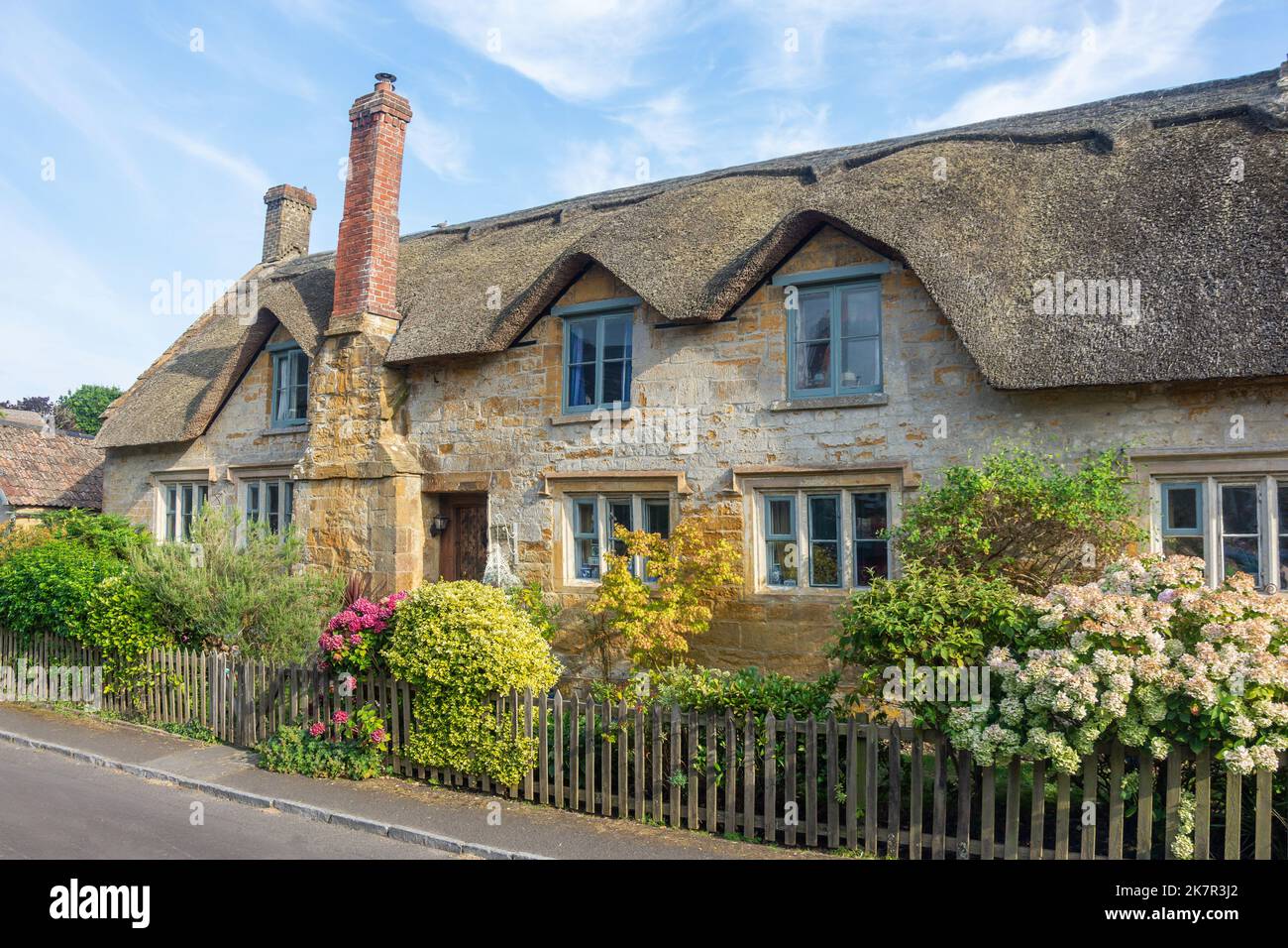 Thatched cottage hamstone cottages high street hinton st george hi-res ...