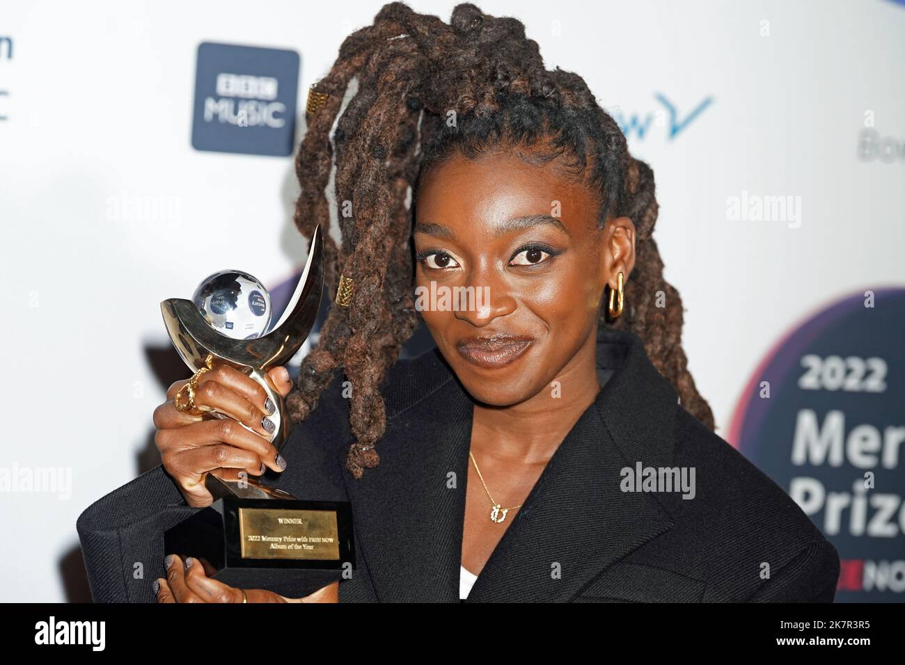 Little Simz with her trophy after winning the 2022 Mercury Prize at the ...