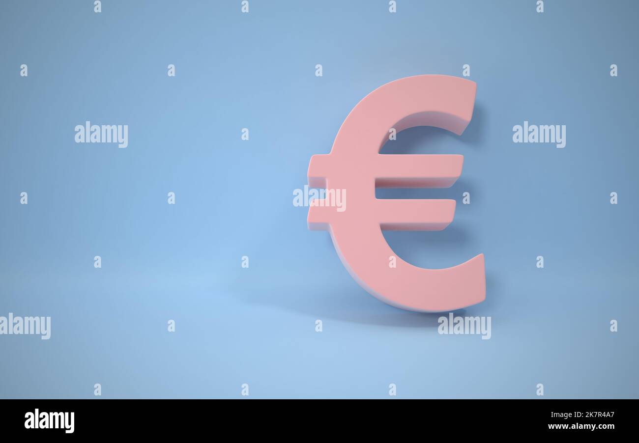 Euro Symbol On Blue Background , This is a 3d rendered computer ...