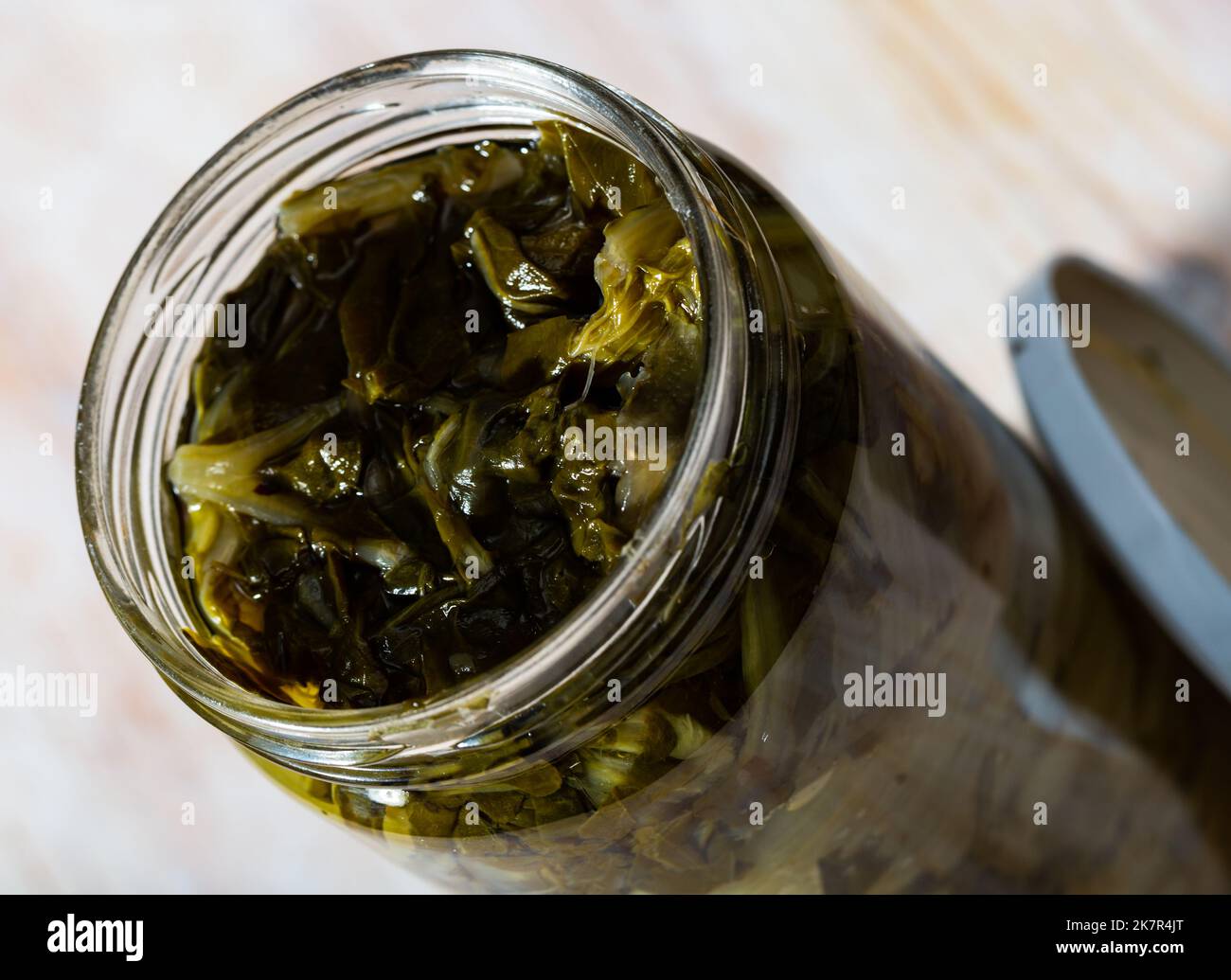 Glass jar with pickled chard Stock Photo - Alamy