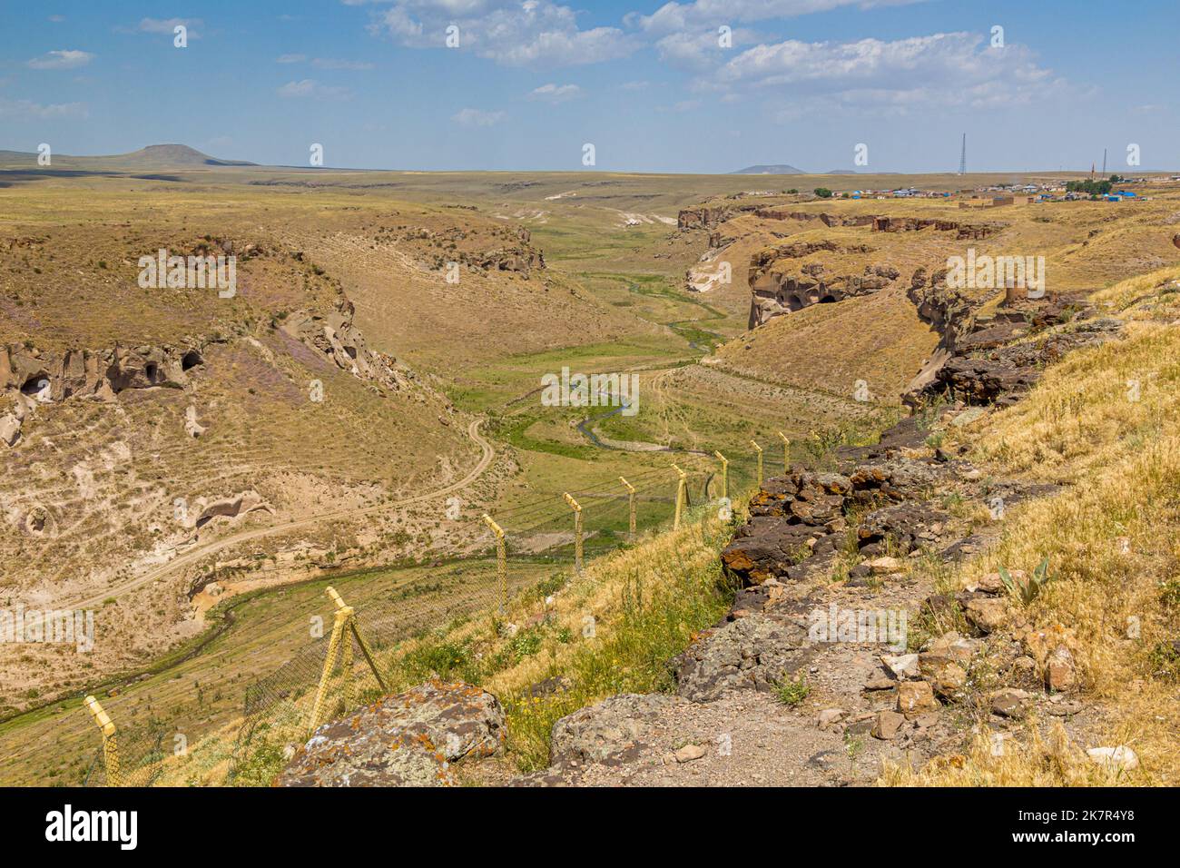Tsaghkotsadzor (Alaca cay) valley with man-made caves next to the ...