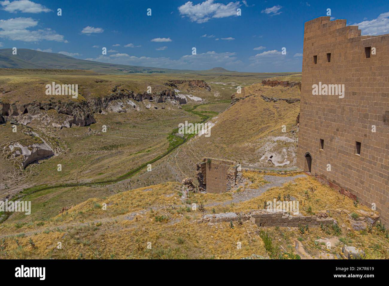 Tsaghkotsadzor (Alaca cay) valley with man-made caves next to the ...