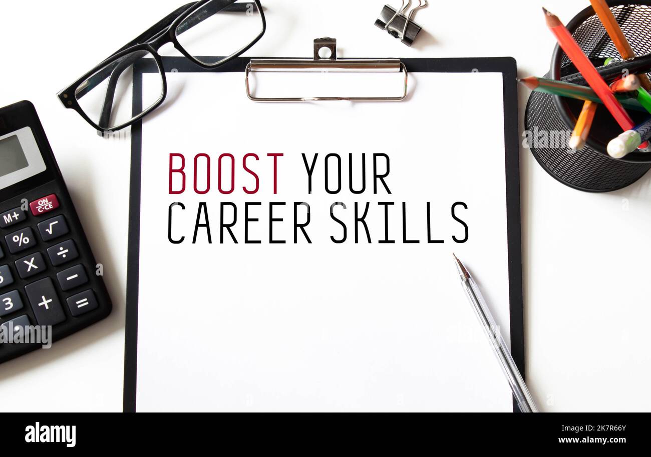 Boost your career text concept isolated over white background Stock ...