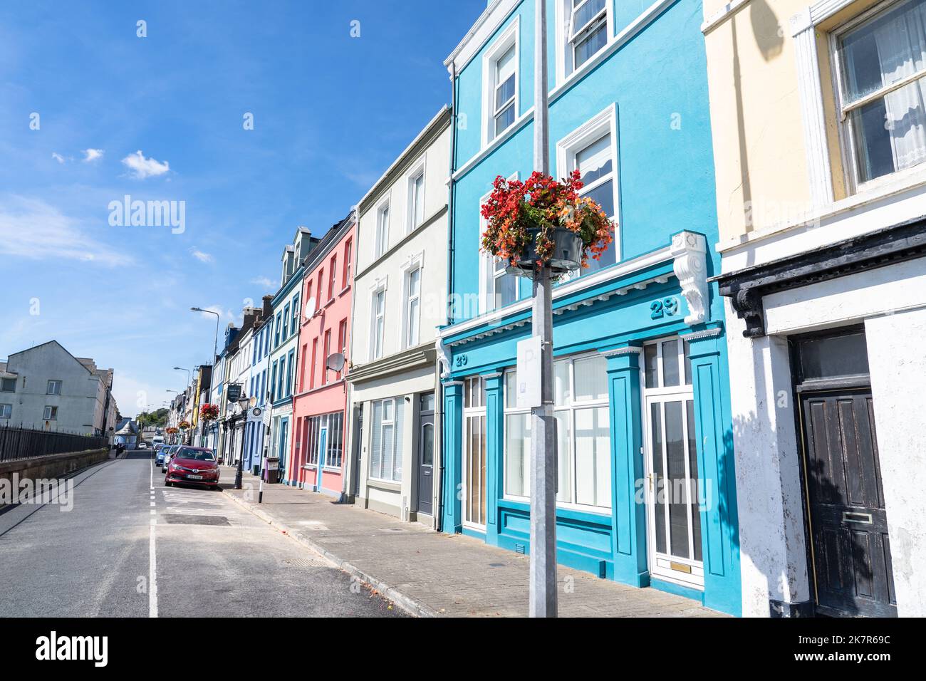 Colorful homes and shops in the port town of Cobh, Ireland Stock Photo ...