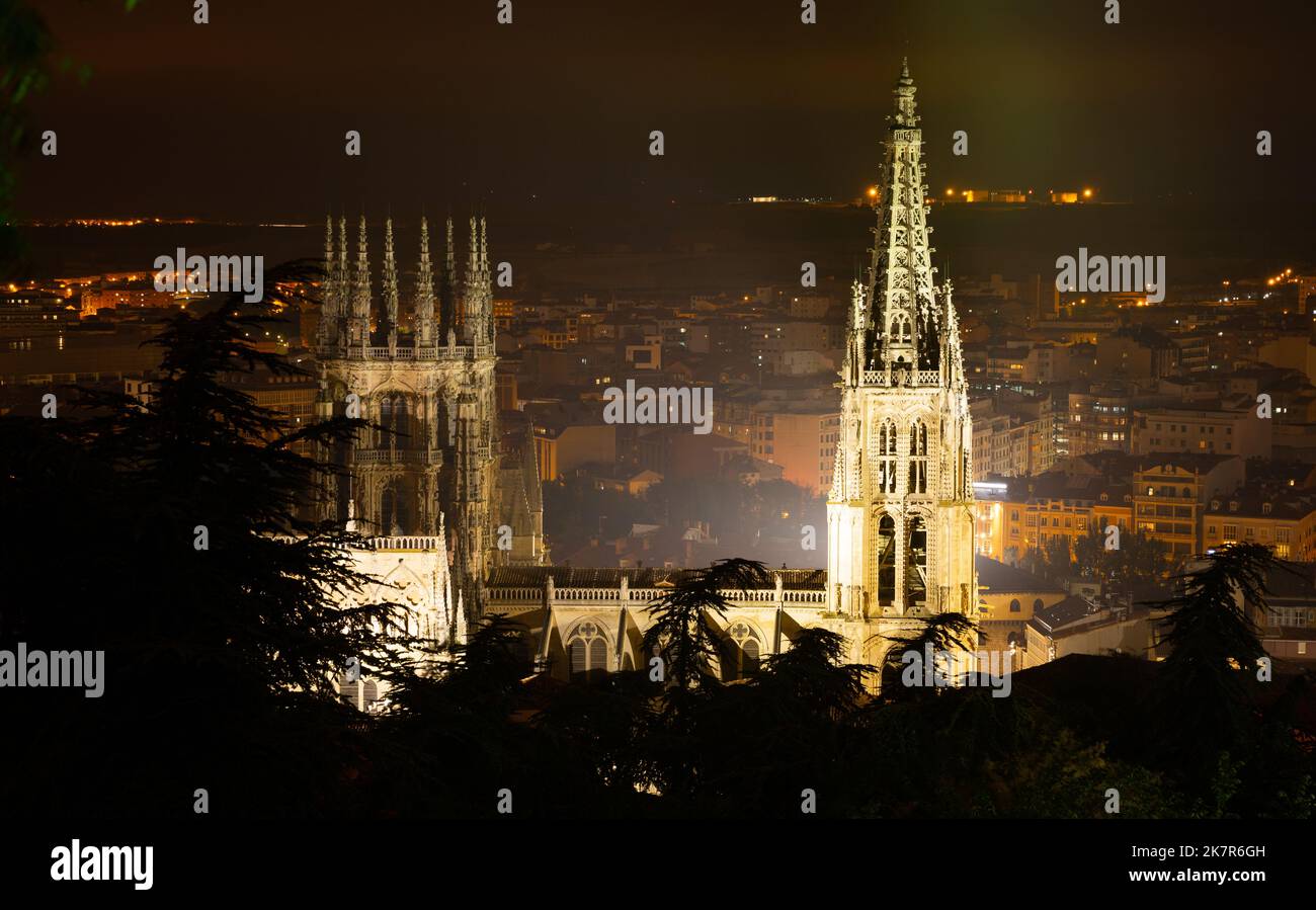Evening view of the Burgos Cathedral from high, Burgos Stock Photo - Alamy