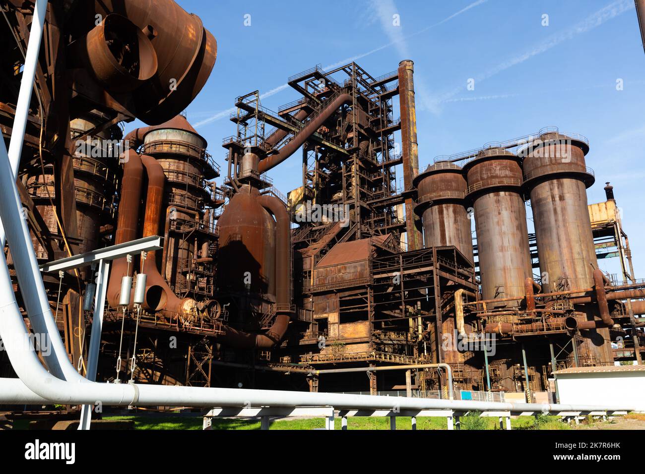 Old factory with iron railing hi-res stock photography and images - Alamy
