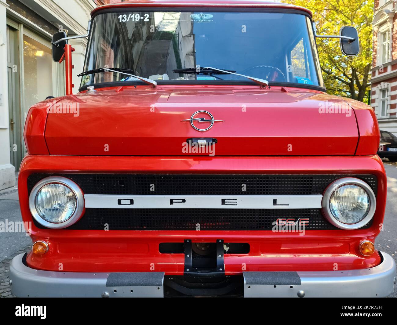 Berlin Germany - 16. October 2022: Front view of an old red Ford truck ...