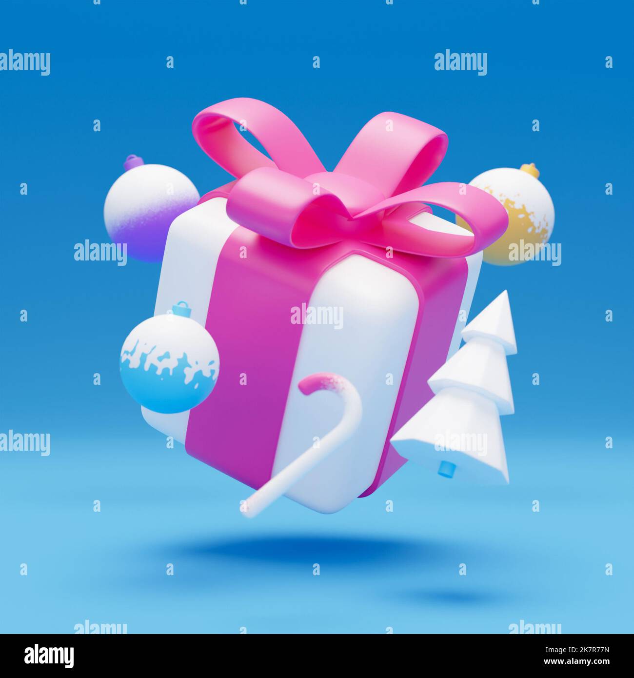 New Year and Christmas 3d design. Realistic gifts box, xmas fir tree ...