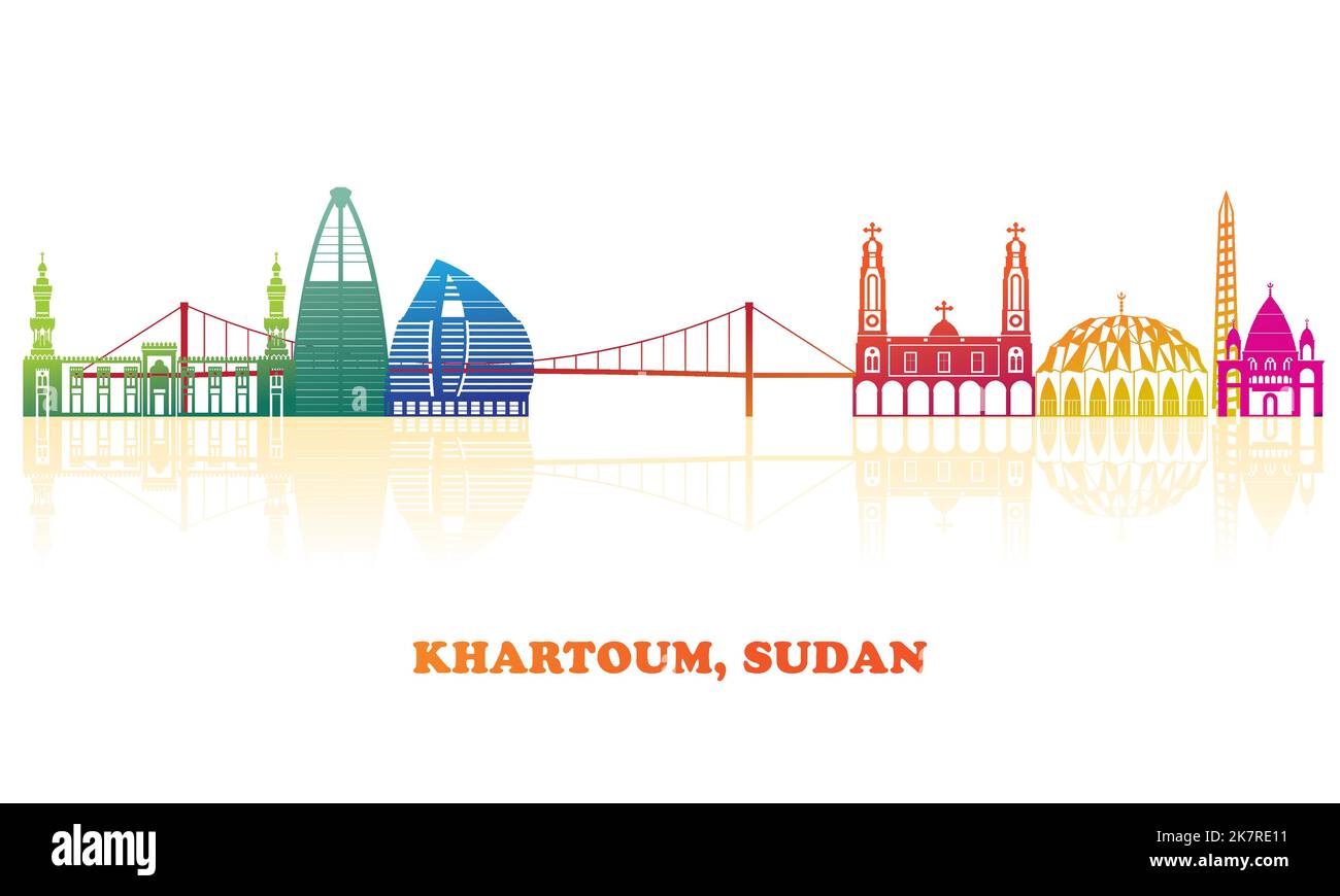 Colourfull Skyline panorama of city of Khartoum, Sudan - vector ...