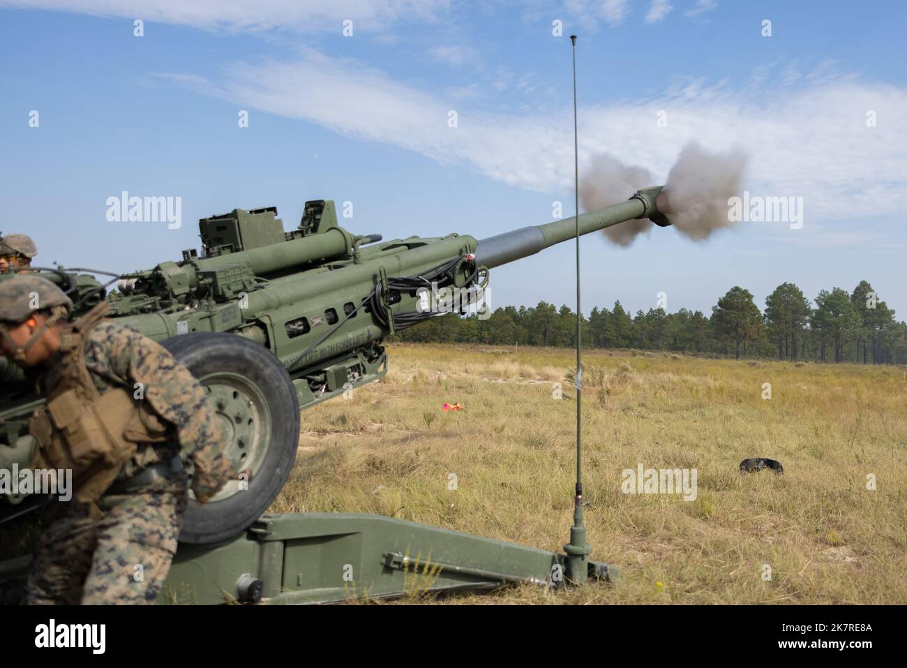 U.S. Marines with 10th Marine Regiment, 2d Marine Division, fire an ...