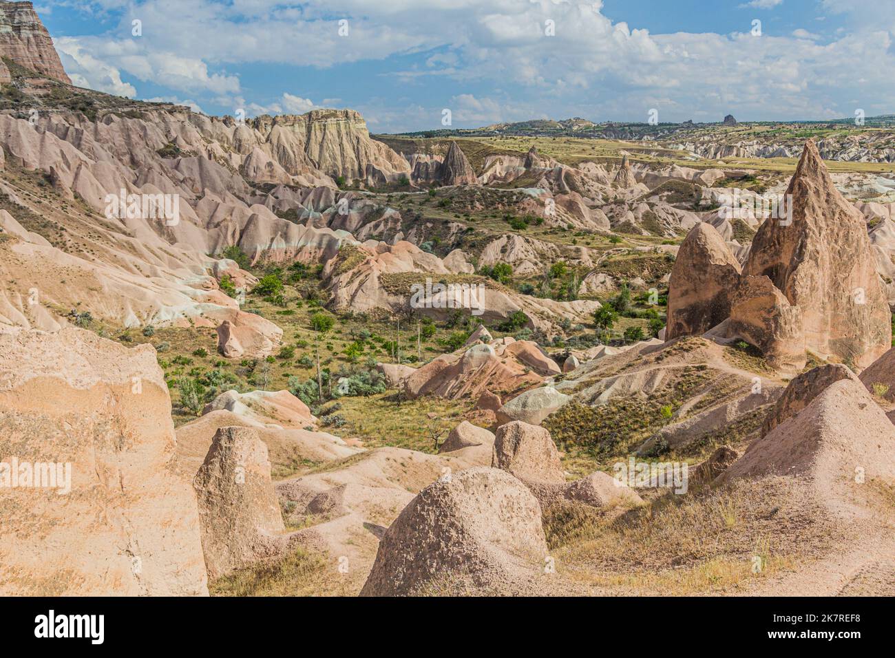Rock formations (Fairy Chimneys) of the Rose valley in Cappadocia ...