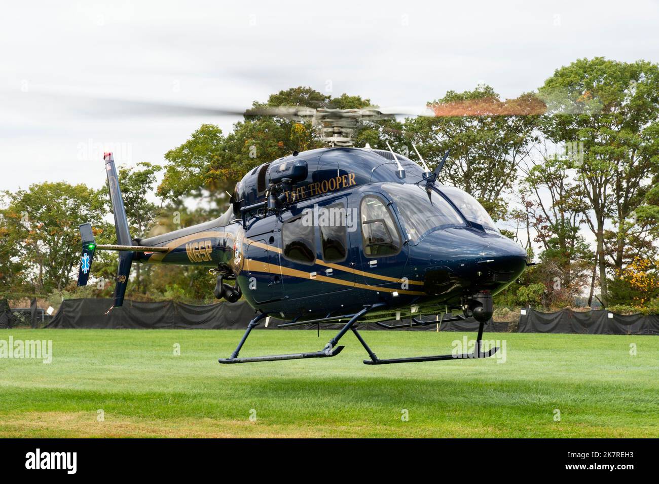 A Delaware State Police helicopter takes off with a simulated active ...