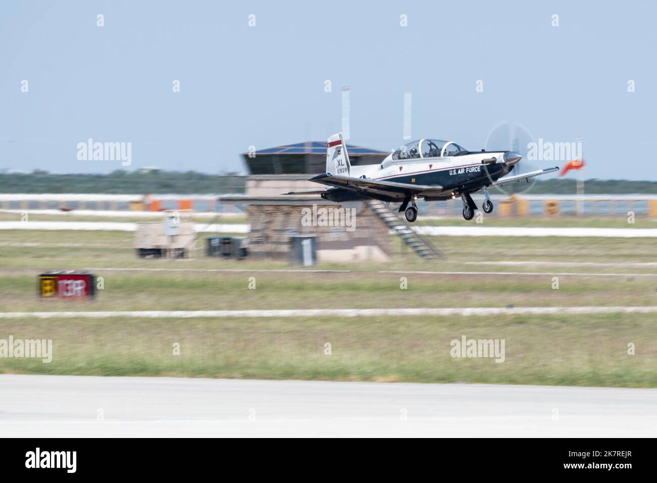 A T-6A Texan II takes-off from the flight line at Laughlin Air Force ...