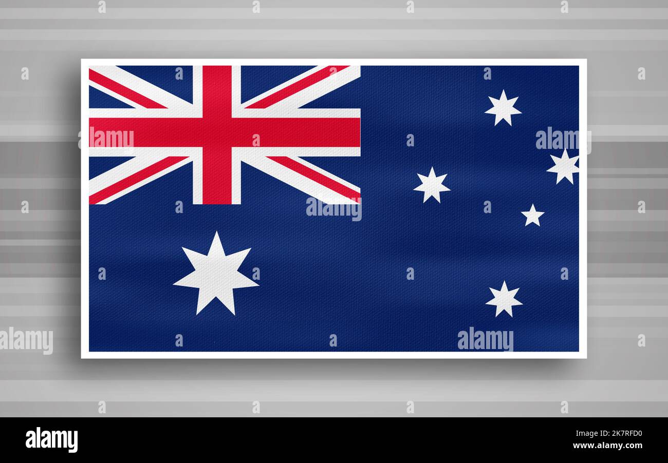 Flag of Australia in white frame and lines background Stock Photo - Alamy