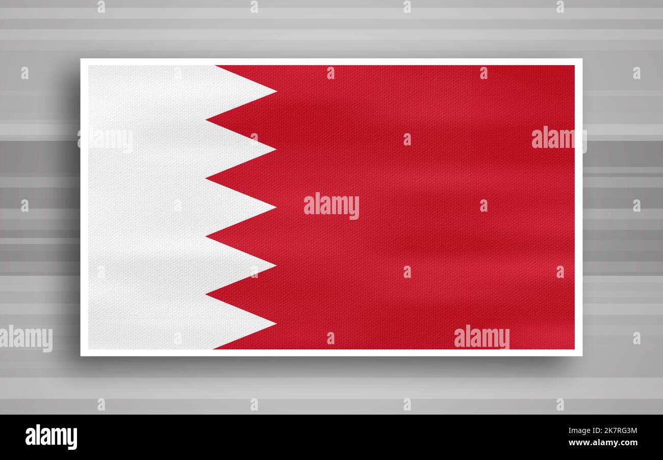 Flag of Bahrain in white frame and lines background Stock Photo - Alamy
