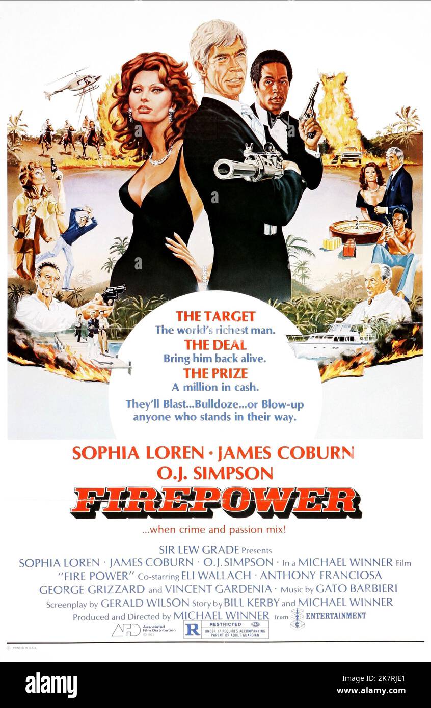 Sophia Loren, James Coburn & O. J. Simpson Film: Firepower; Fire Power ...
