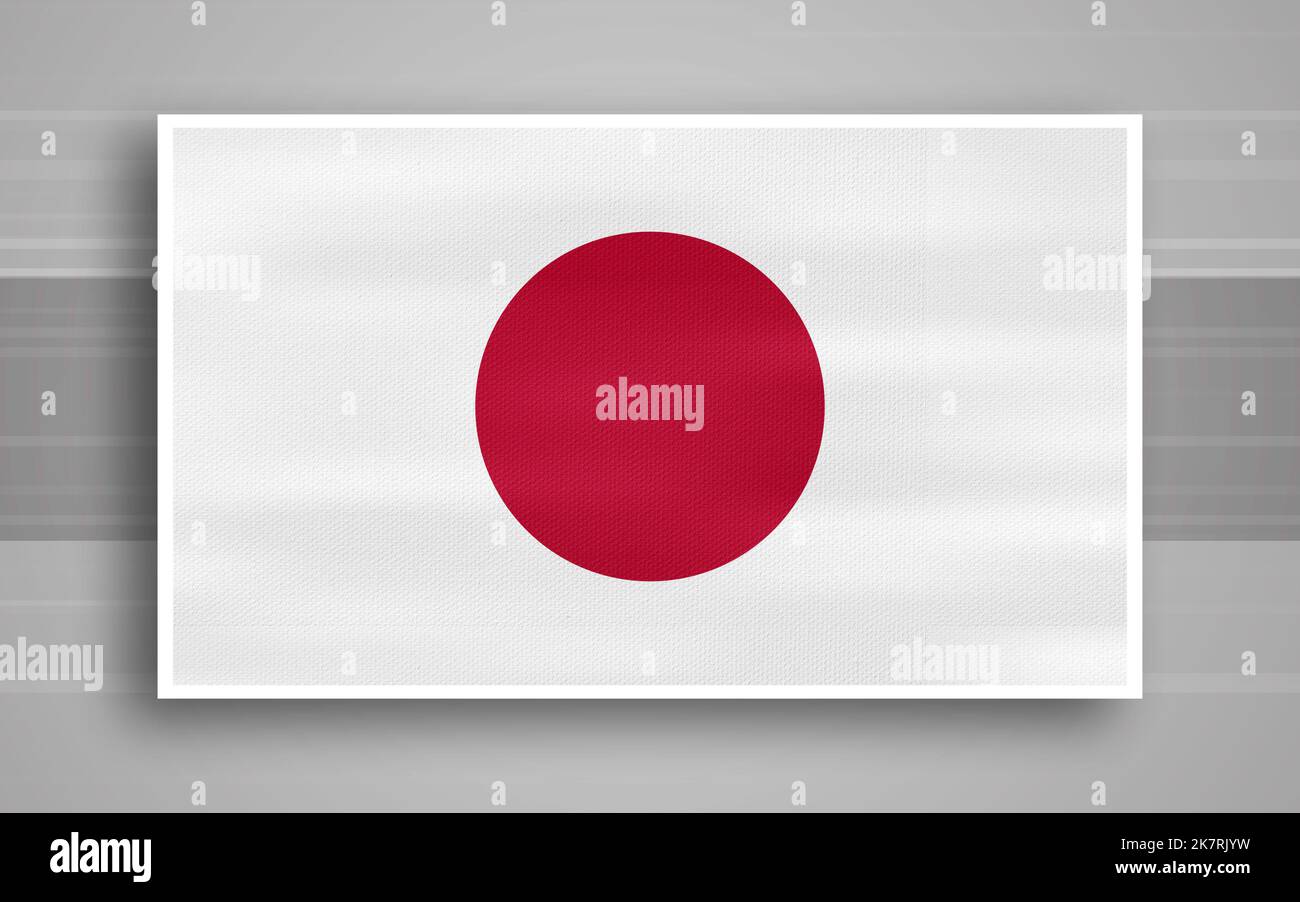 Flag of Japan in white frame and lines background Stock Photo - Alamy