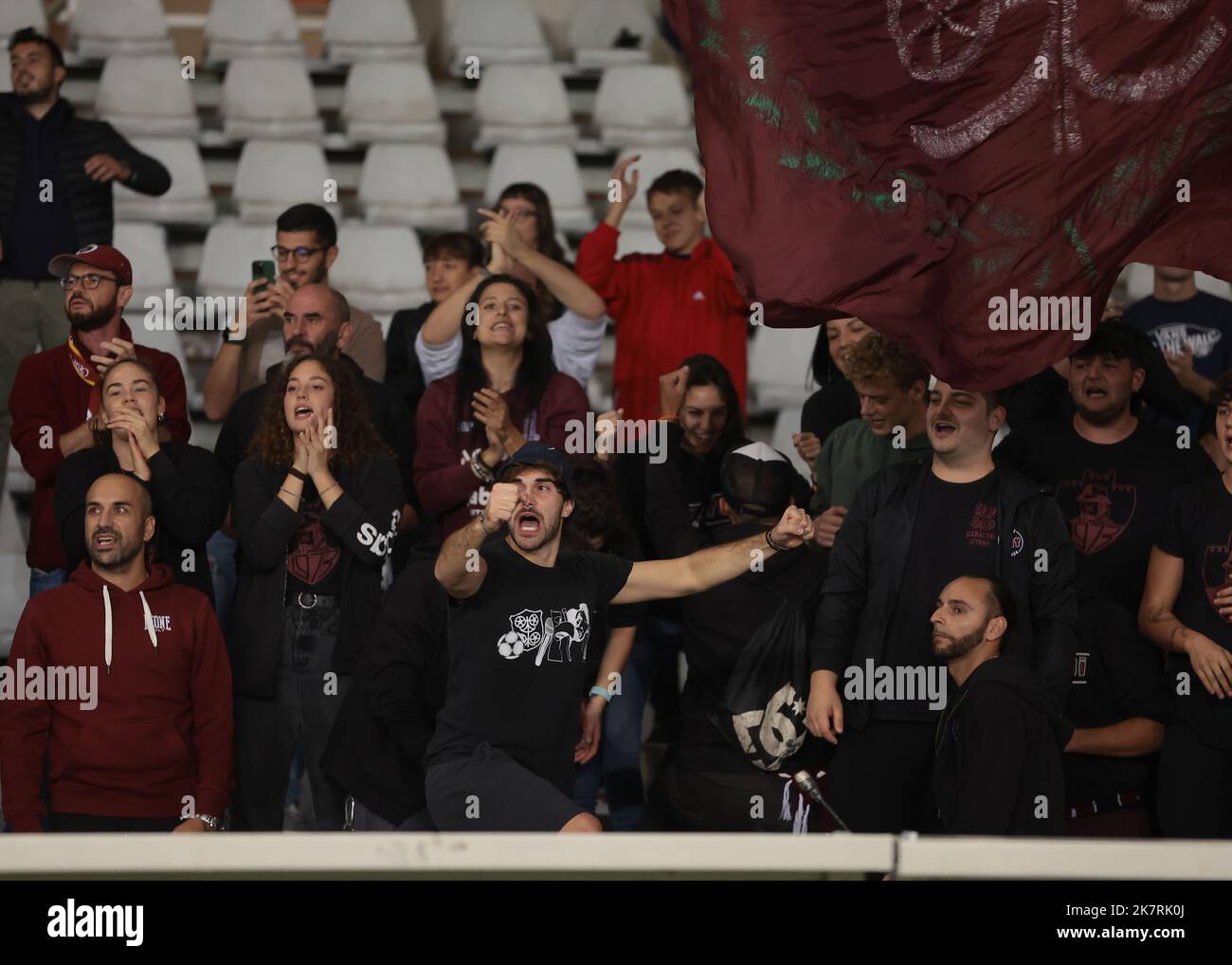 Turin, Italy, 18th October 2022. AS Cittadella fans get behind their ...