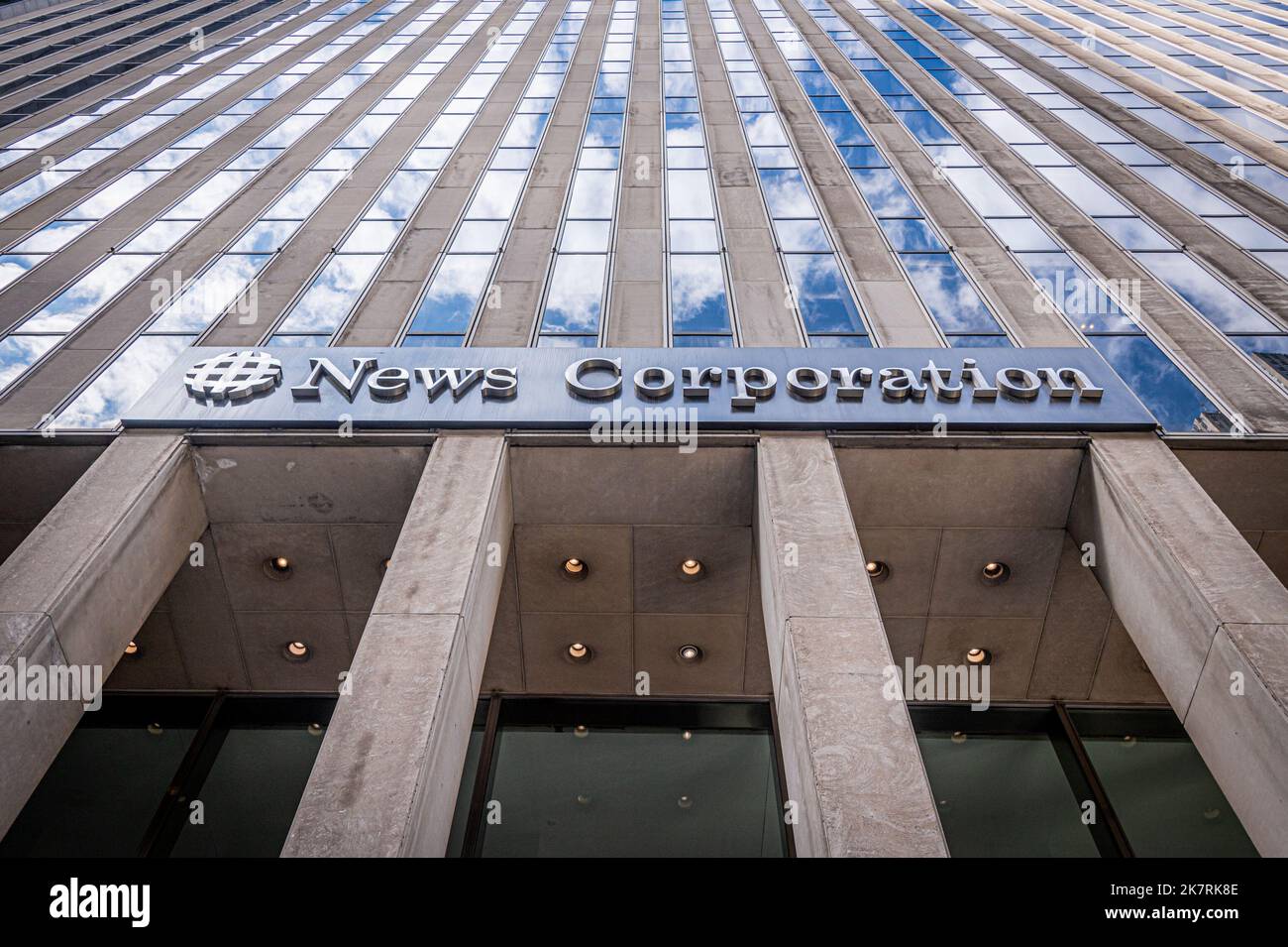 Marquee at the main entrance to the FOX News Headquarters at NewsCorp ...