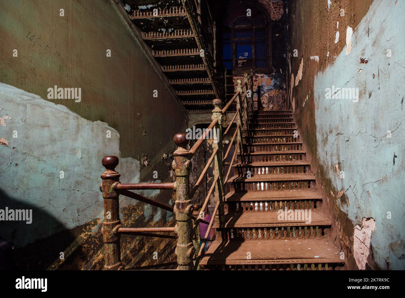 Old forged iron staircase in shabby historical building Stock Photo - Alamy