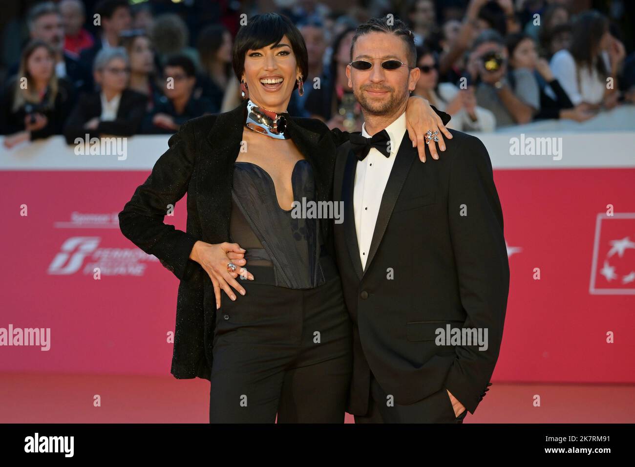 Nina Zilli (l) and Daniele Lazzarin (r) attend at the red carpet of the ...
