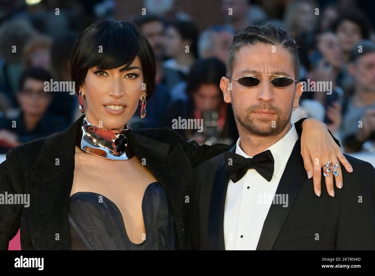 Nina Zilli (l) and Daniele Lazzarin (r) attend at the red carpet of the ...