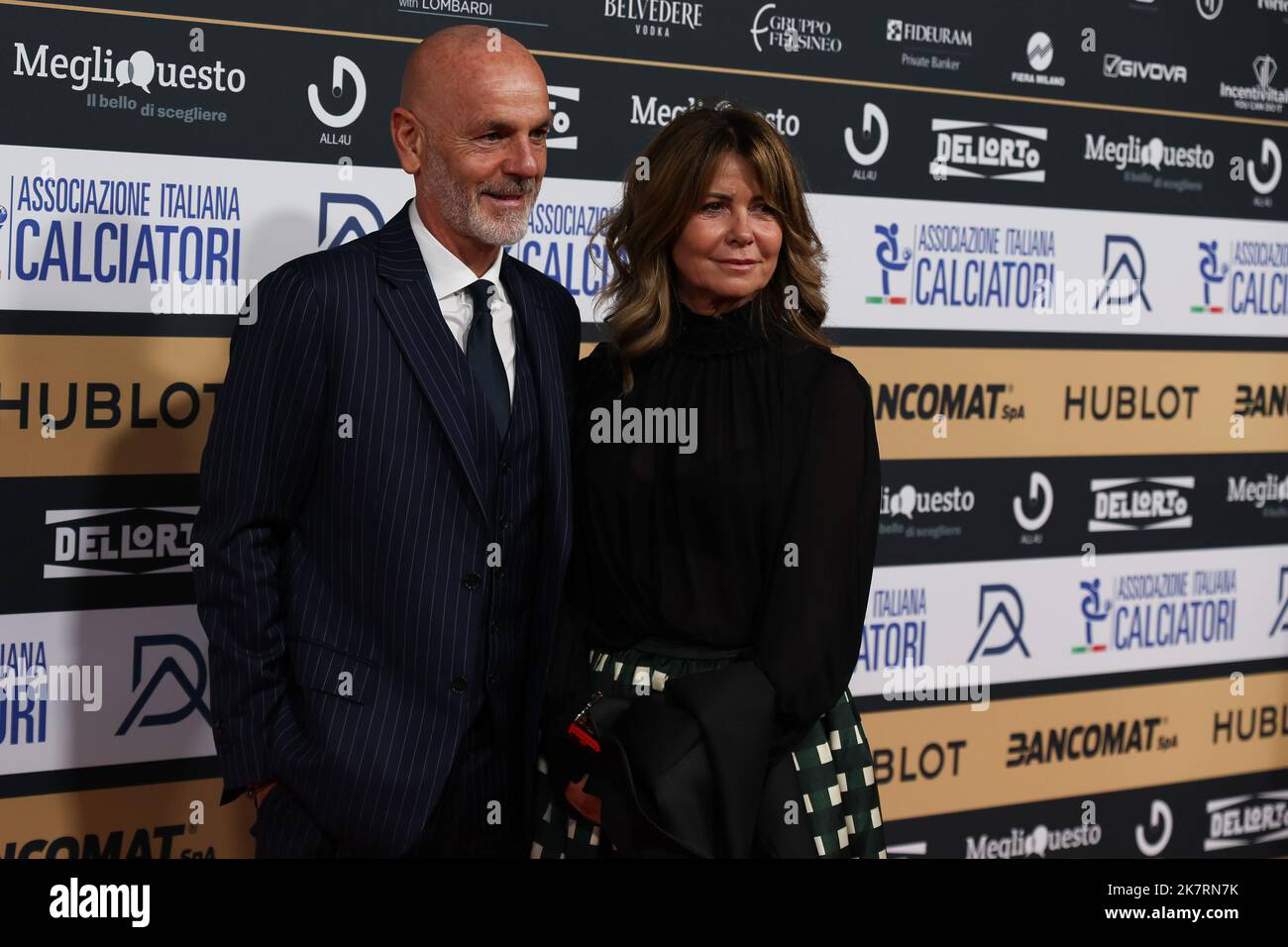 Stefano Pioli Head Coach AC Milan with his wife during the Gran Gala ...