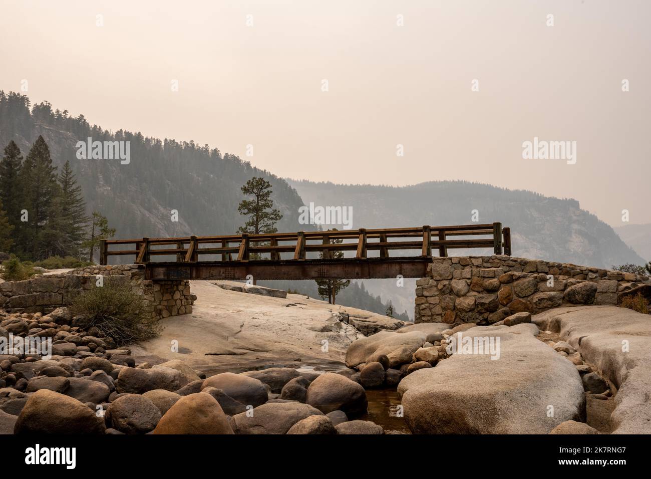 Bridge Over The Merced River At The Brink of Nevada Falls in Yosemite ...