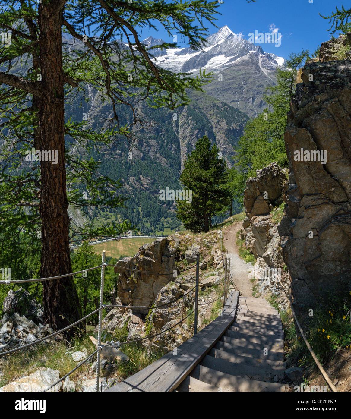 The Weisshorn peak in Walliser alps over the Mattertal valley Stock ...