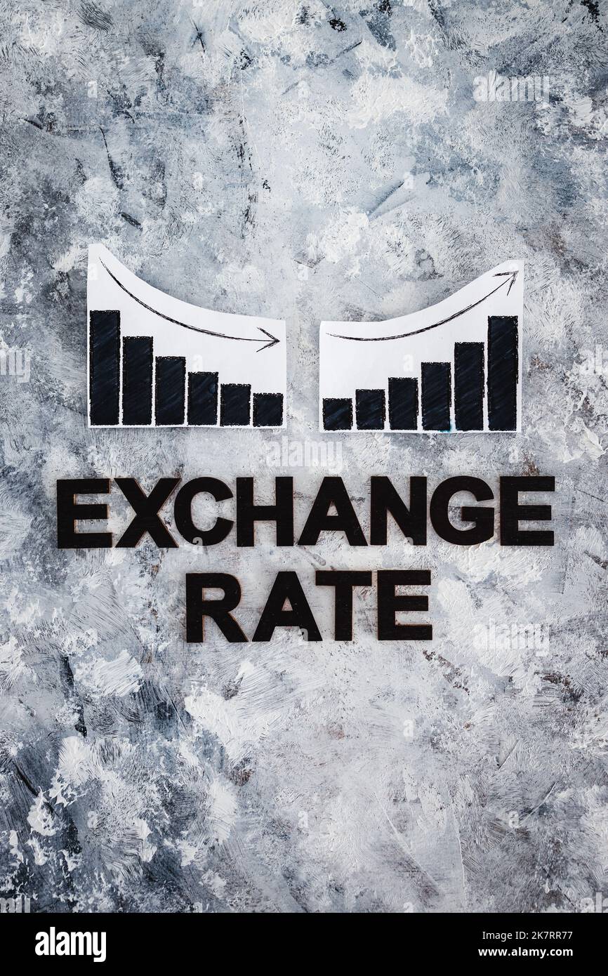 currency exchange rate conceptual image, graph showing positive and ...