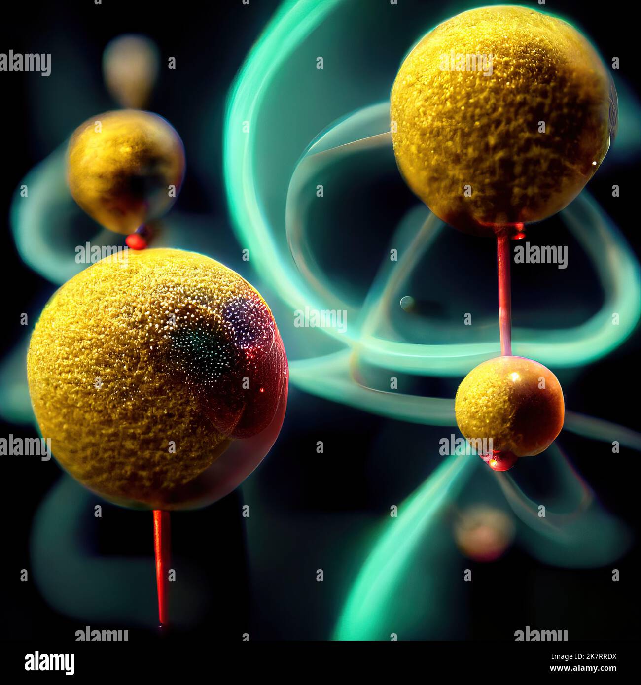 Subatomic particles and atoms, conceptual illustration Stock Photo - Alamy