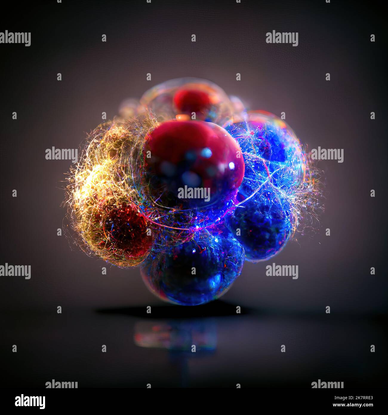 Subatomic particles and atoms, conceptual illustration Stock Photo - Alamy