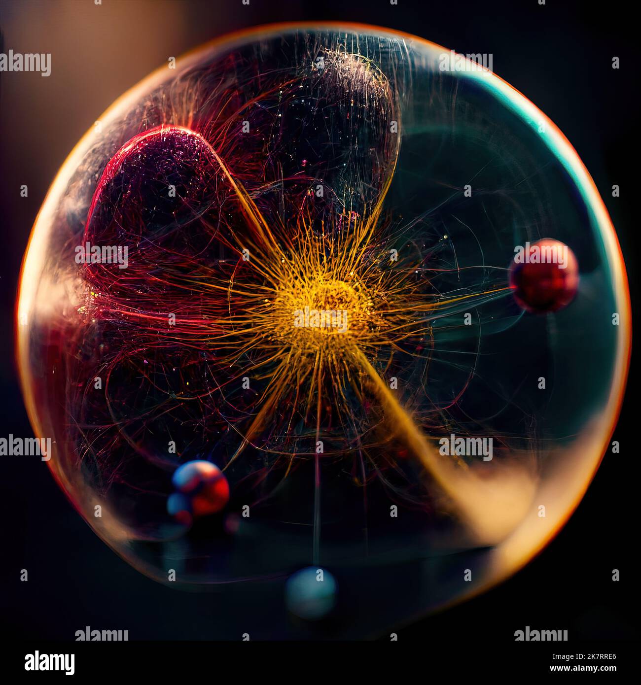 Subatomic particles and atoms, conceptual illustration Stock Photo - Alamy